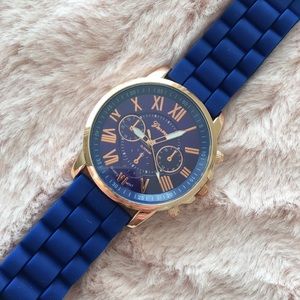 Geneva | Accessories | Navy Blue Silicone Watch | Poshmark